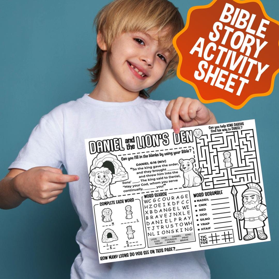 Daniel and the Lions Den Activity Sheet – Instant Download, Great Craft ...