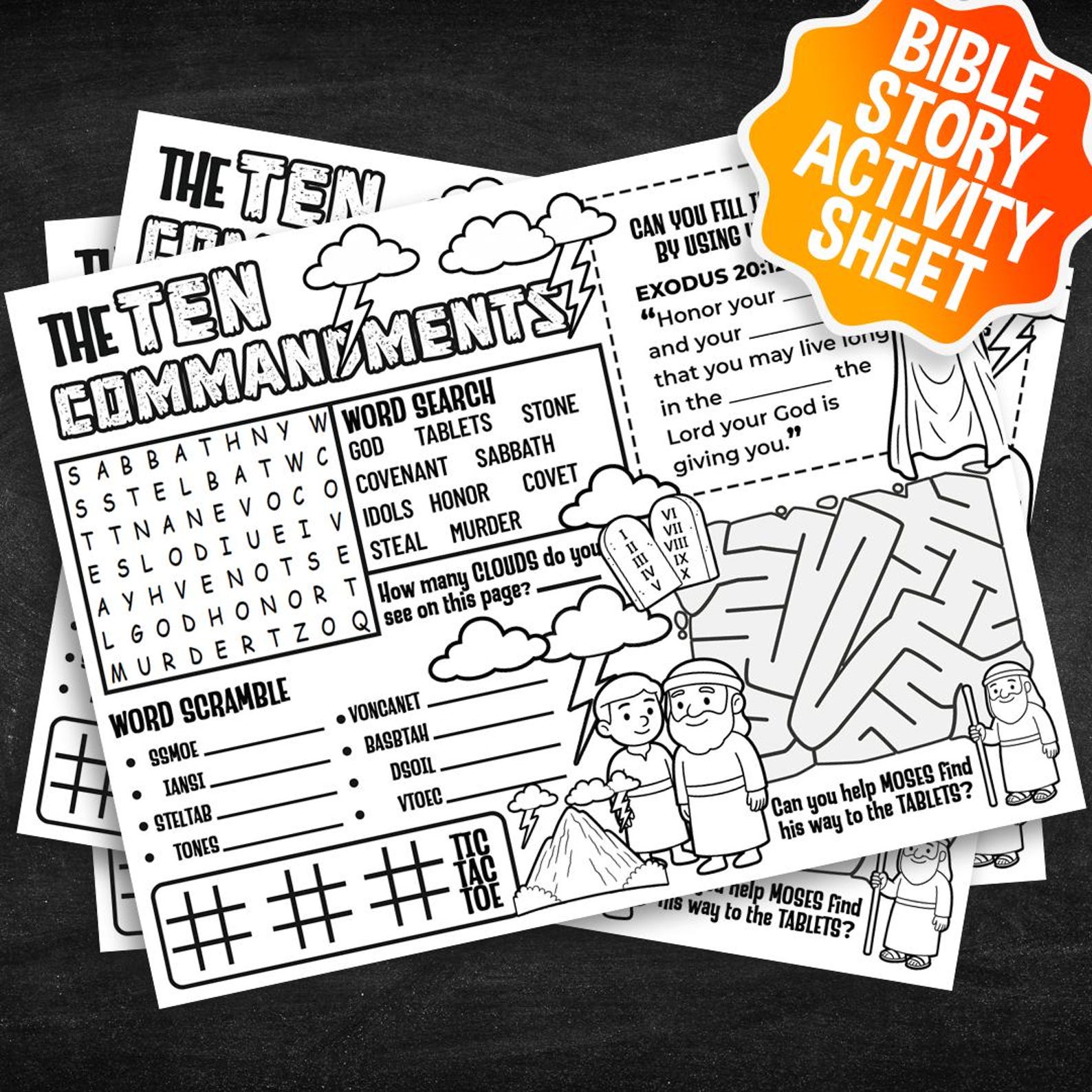 Ten Commandments Activity Sheet – Instant Download, Great Craft for ...