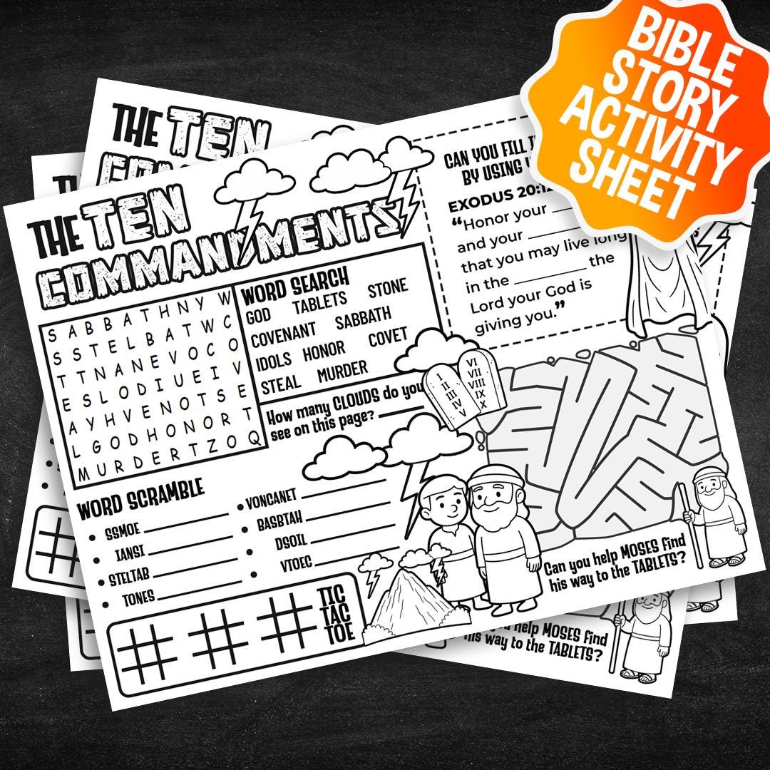 Ten Commandments Activity Sheet – Instant Download, Great Craft for ...