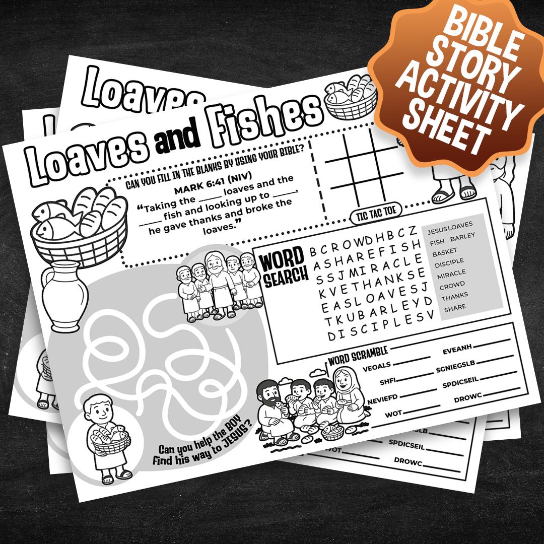 Loaves and Fishes Activity Sheet, Instant Download Bible Printable ...
