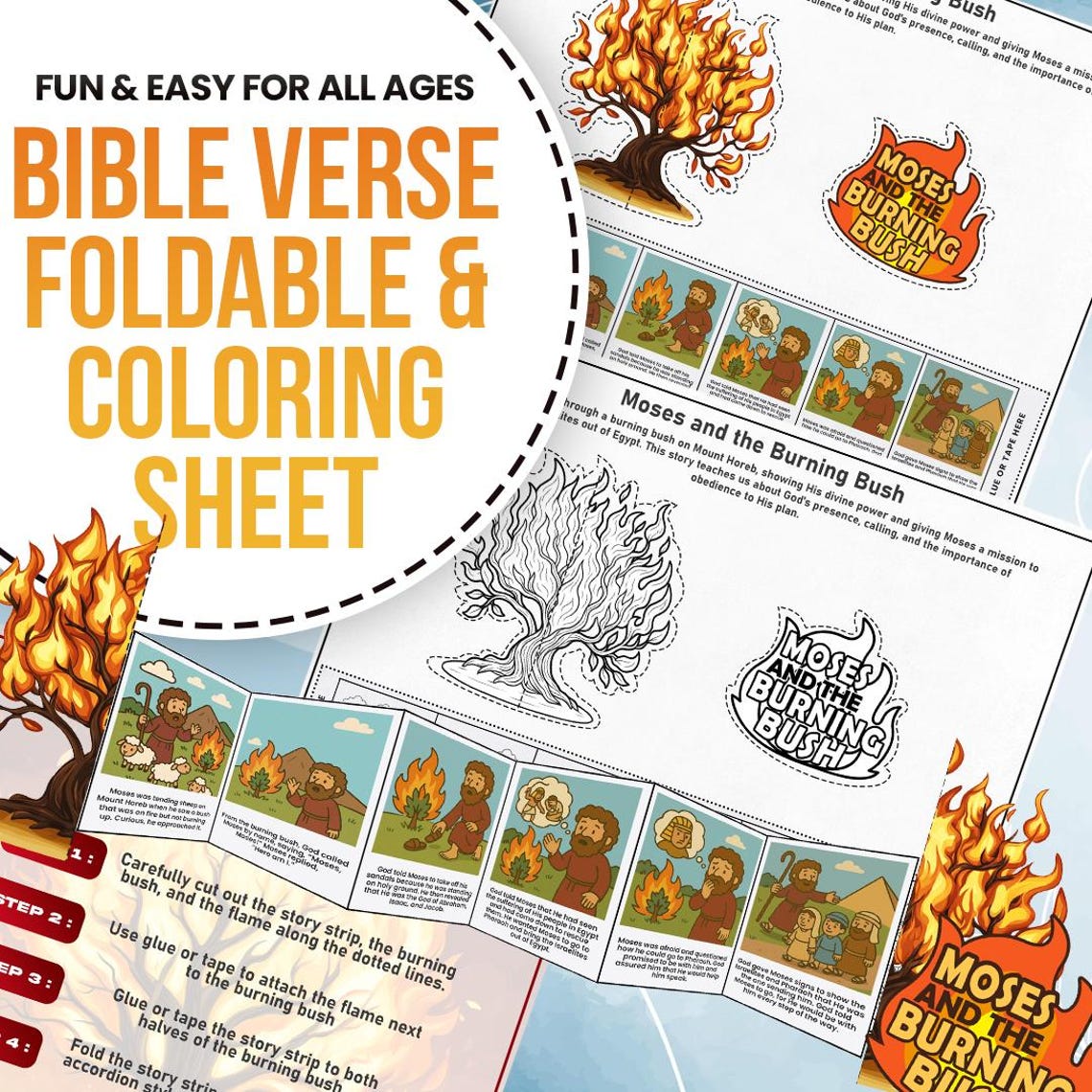 Instant Download Moses and the Burning Bush Foldable Craft Activity ...