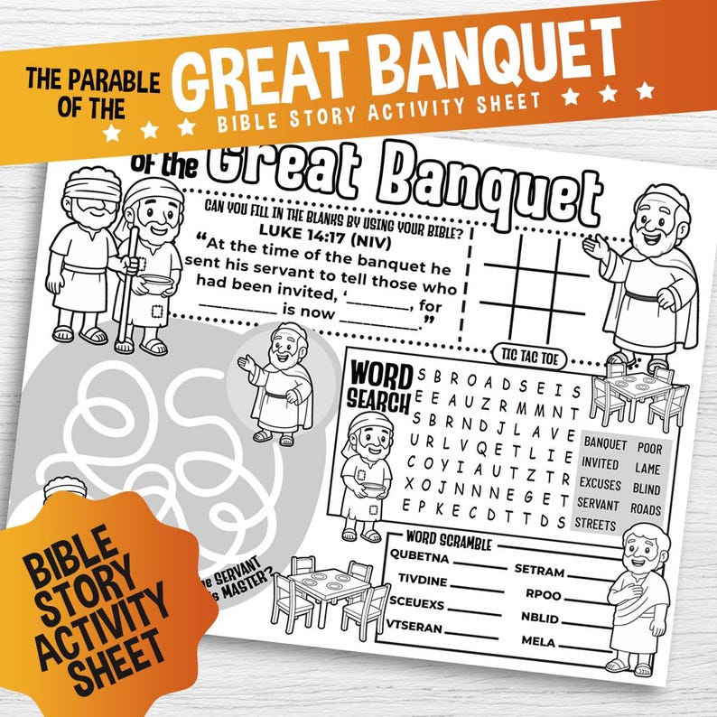 Great Banquet Parable Activity Sheet – Instant Download, Great Craft ...