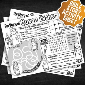 Queen Esther Activity Sheet – Instant Download, Great Craft for ...