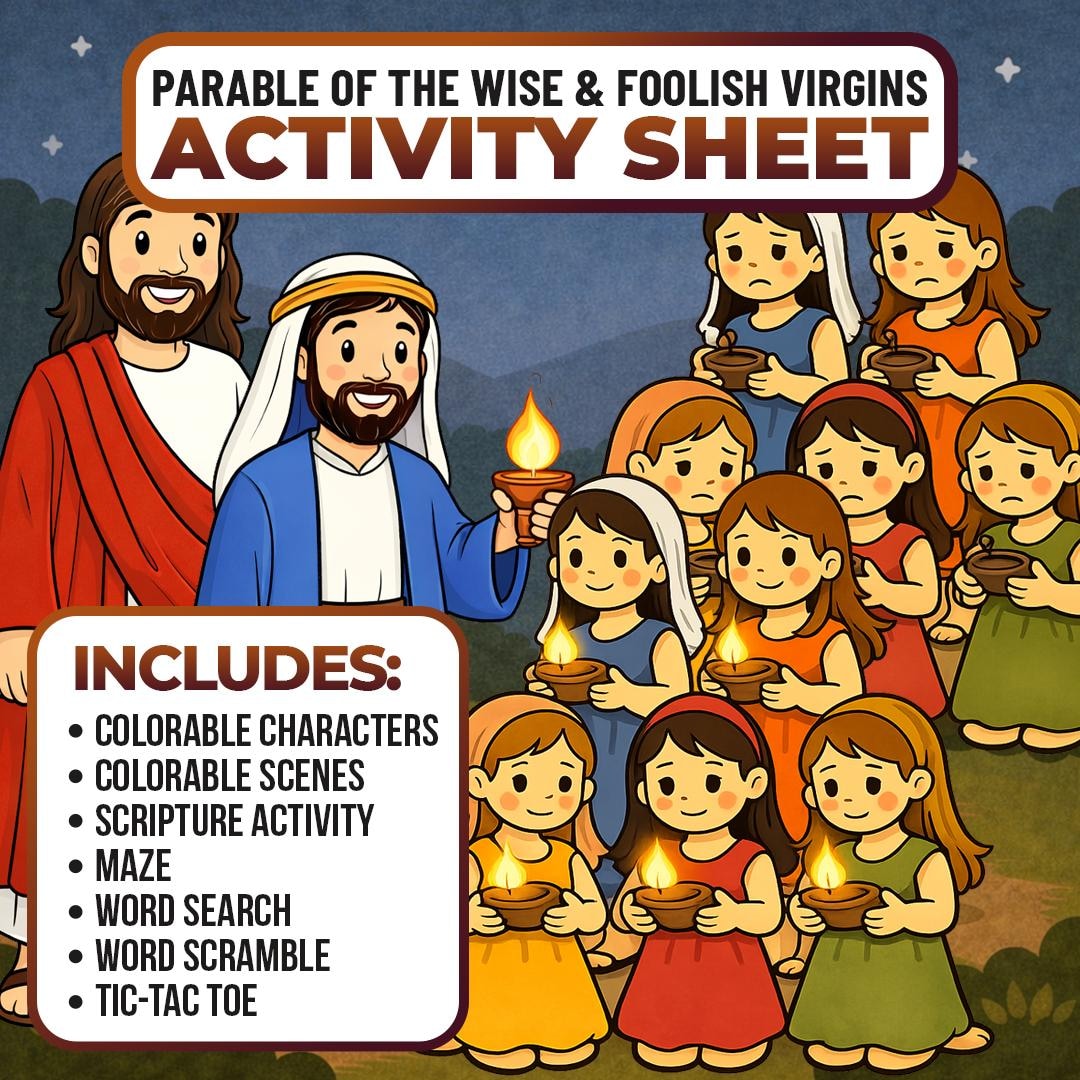 Wise and Foolish Virgins Craft Printable, Bible Story Activity Page ...
