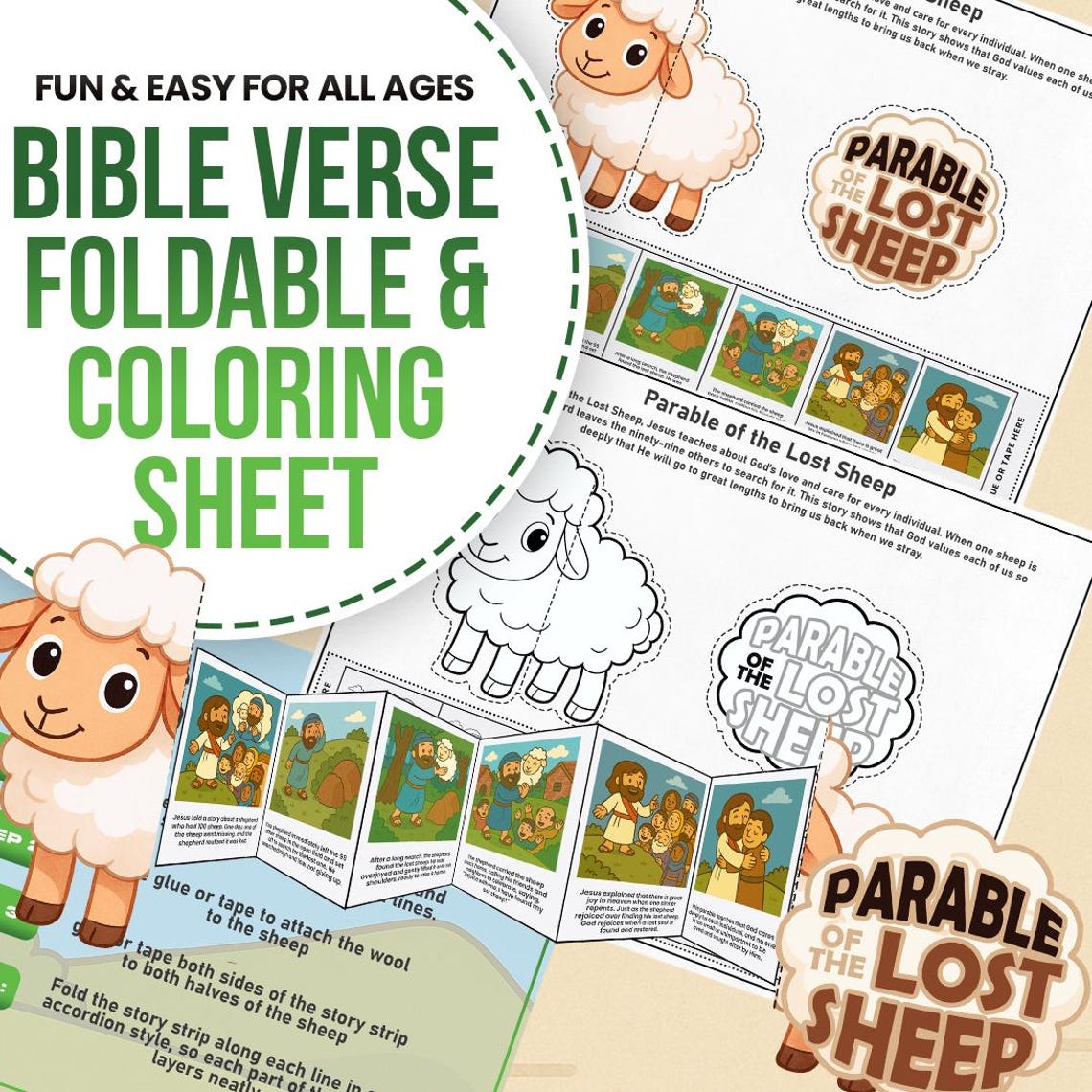 Instant Download Parable of the Lost Sheep Foldable Craft Activity ...