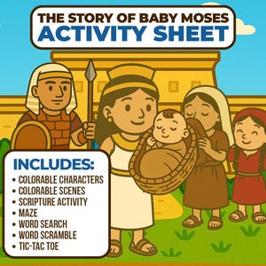 Baby Moses Bible Activity Sheet – Instant Download, Great Craft for ...