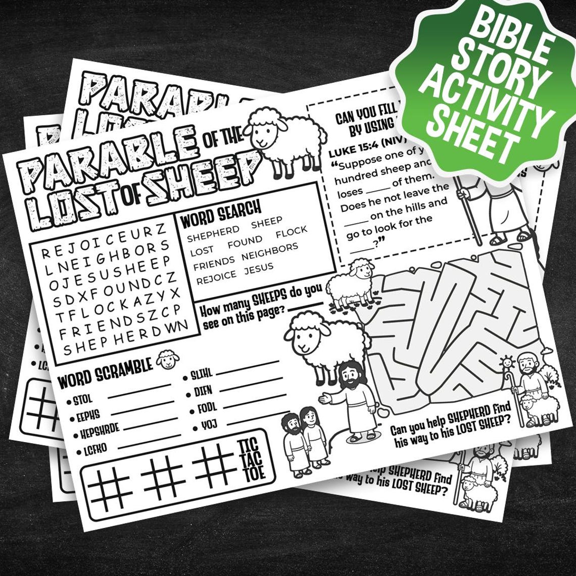Lost Sheep Parable Activity Sheet – Instant Download, Great Craft for ...