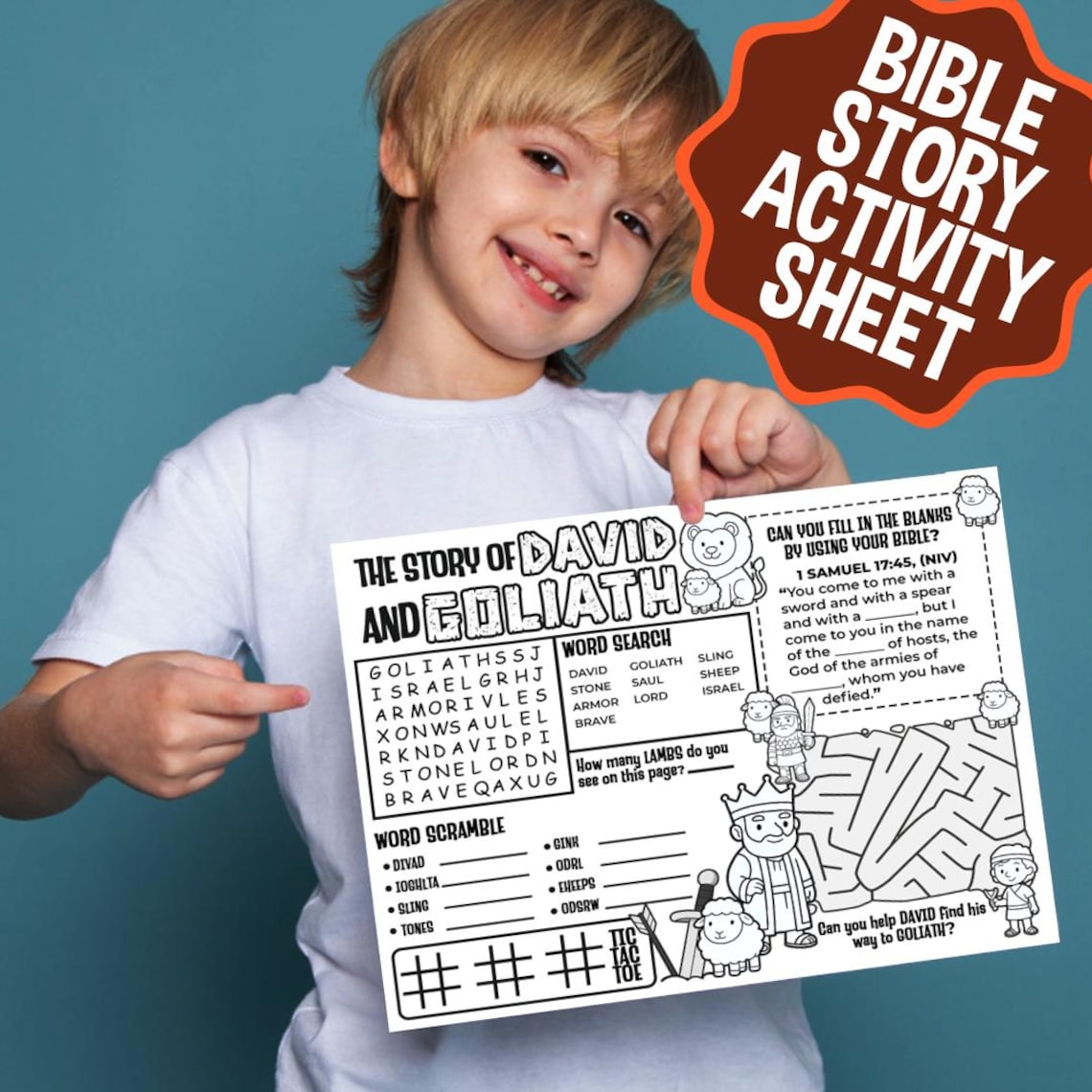 David and Goliath Activity Sheet – Instant Download, Great Craft for ...