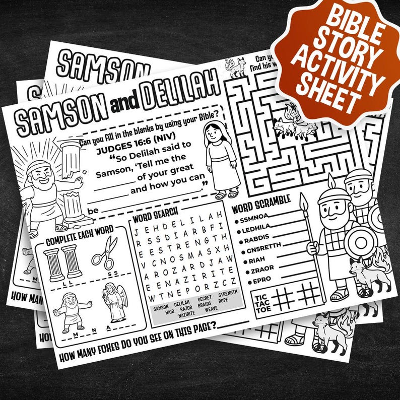 Samson and Delilah Activity Sheet – Instant Download, Great Craft for ...