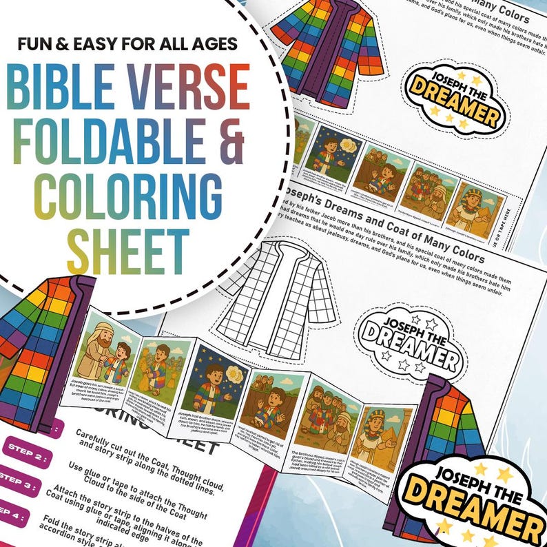 Instant Download Joseph and the Coat of Many Colors Foldable Craft ...