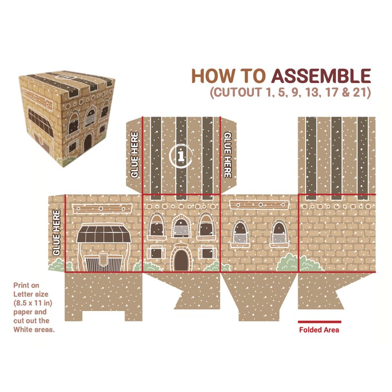 Printable Bethlehem Advent Calendar Village, Biblical Christmas Craft ...