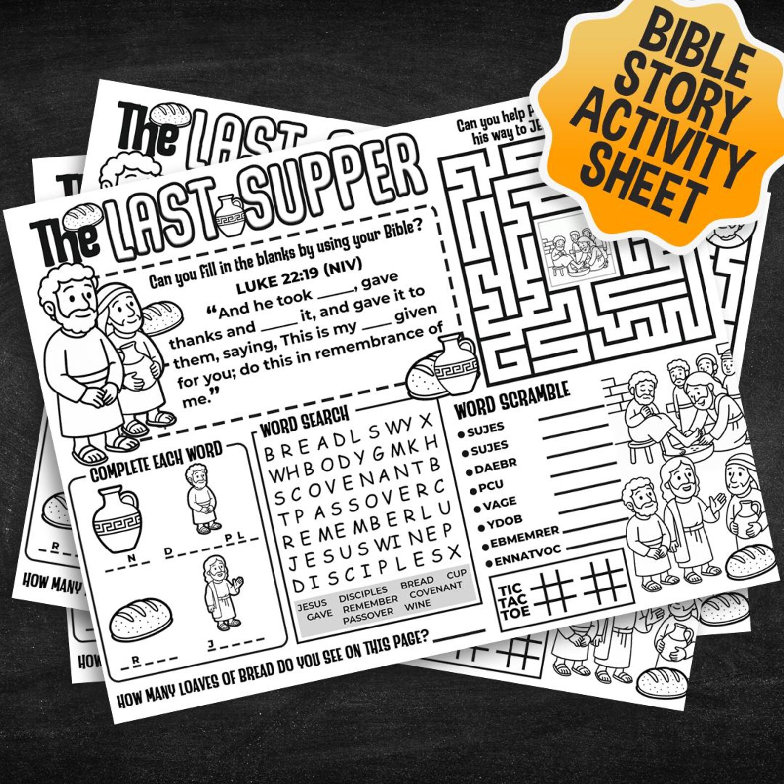 The Last Supper Activity Sheet – Instant Download, Great Craft for ...