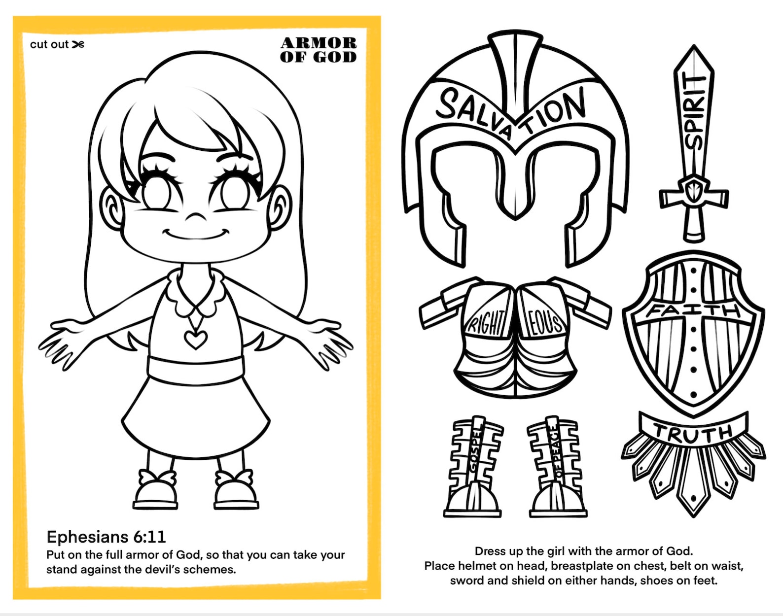 Instant Download Printable Armor of God Cutout Activity Great - Etsy