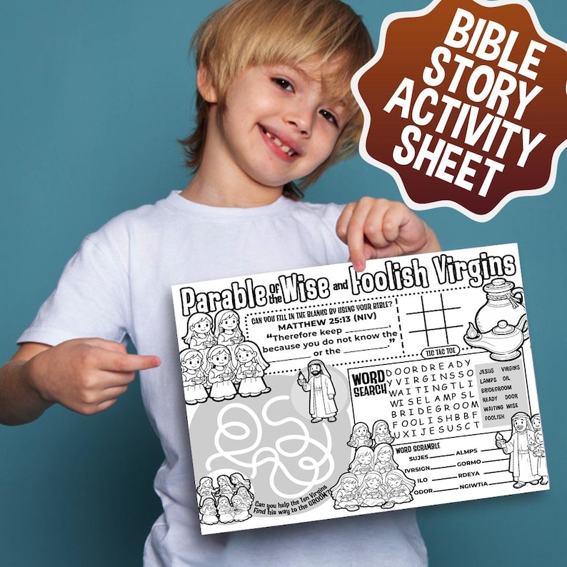 Wise and Foolish Virgins Craft Printable, Bible Story Activity Page ...