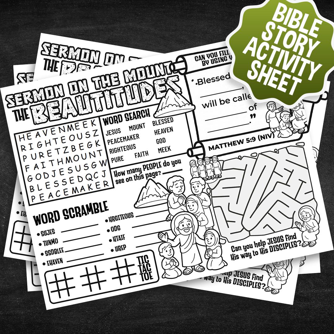 Sermon on the Mount the Beatitudes Activity Sheet – Instant Download ...