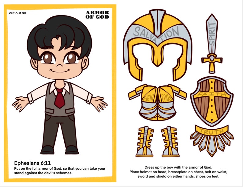 Instant Download Printable Armor of God Cutout Activity, Great for ...