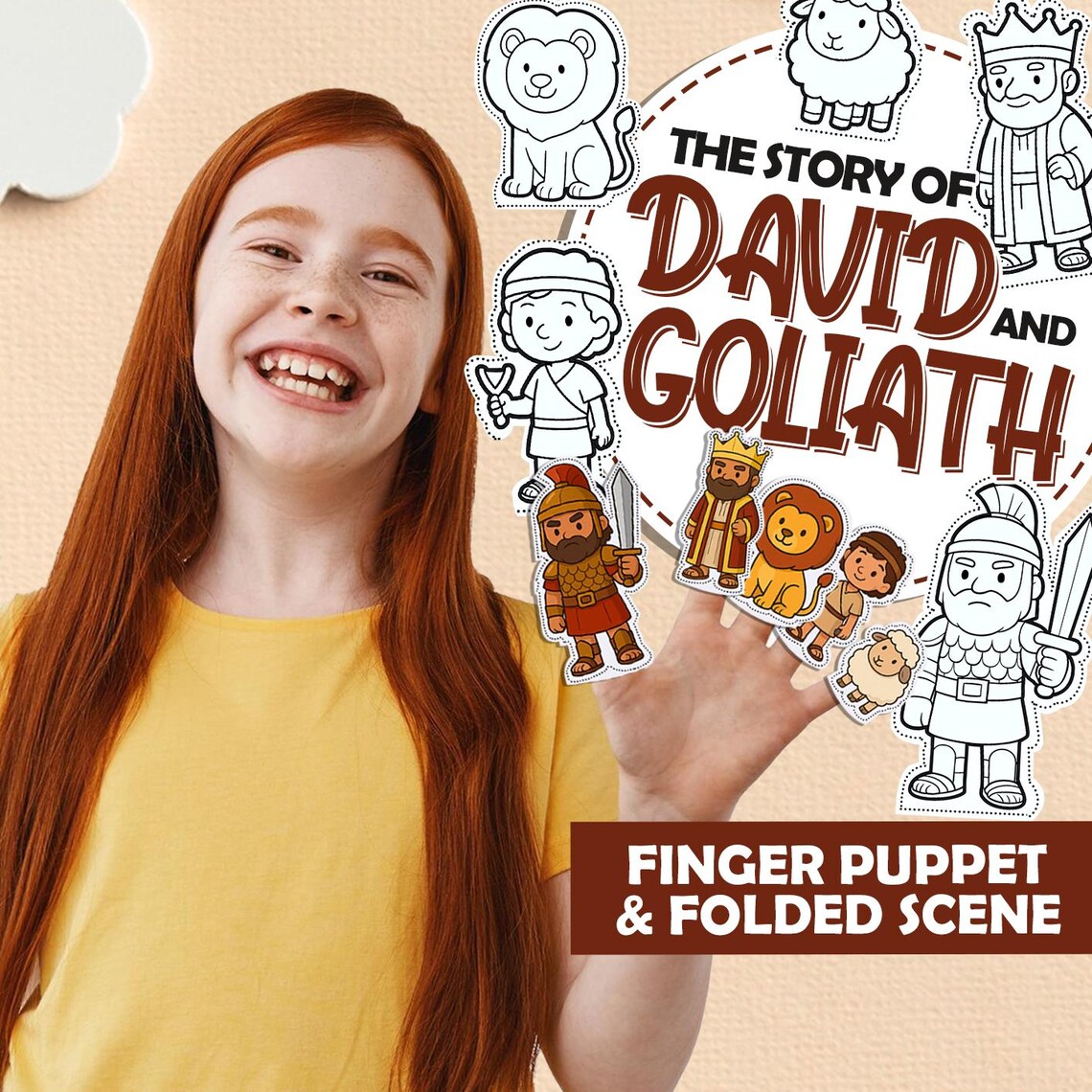 David & Goliath Bible Story Craft | Finger Puppets, Paper Dolls ...