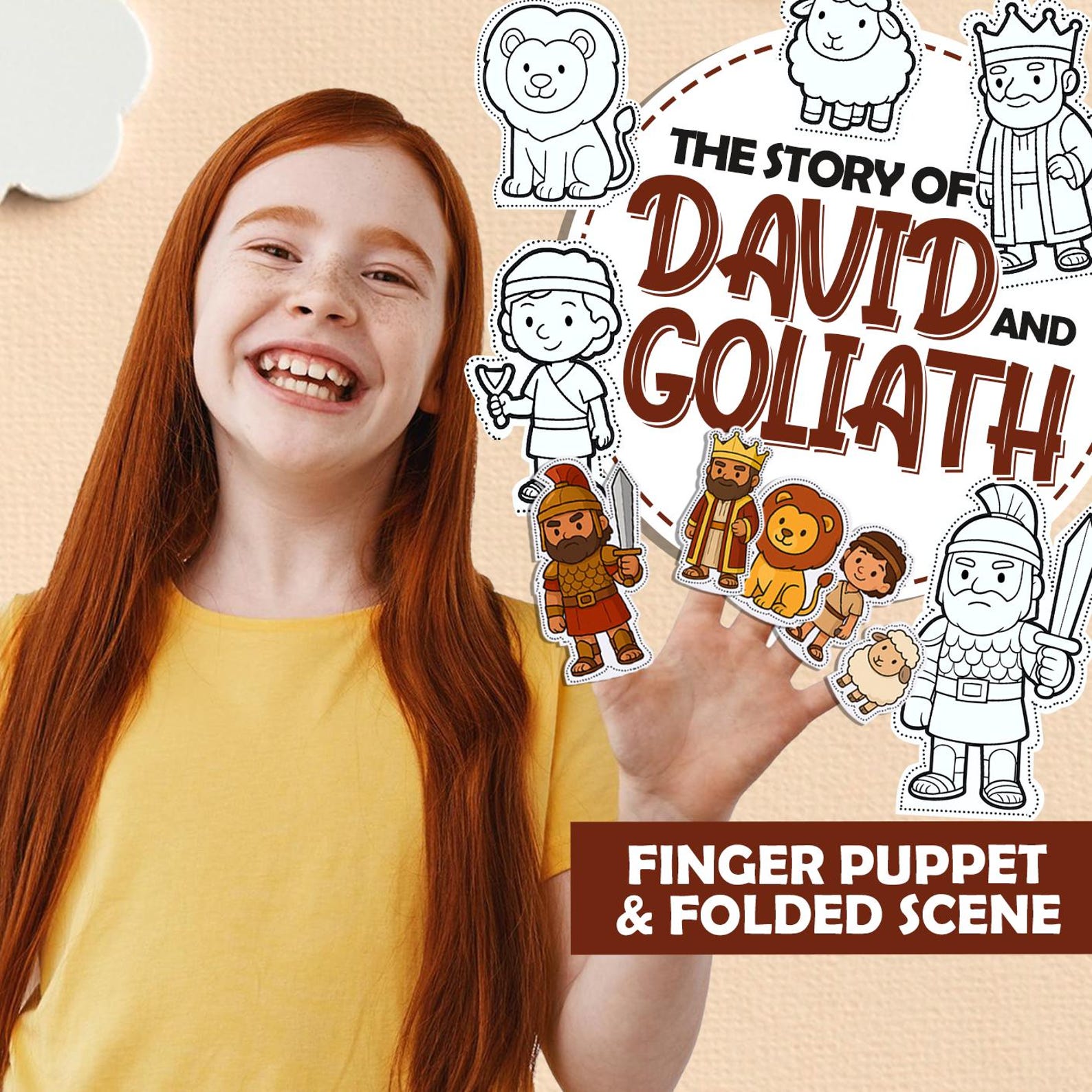 David & Goliath Bible Story Craft | Finger Puppets, Paper Dolls ...