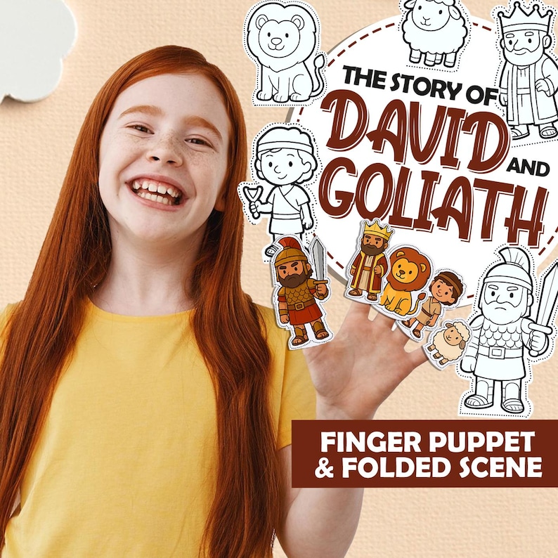 David & Goliath Bible Story Craft | Finger Puppets, Paper Dolls ...