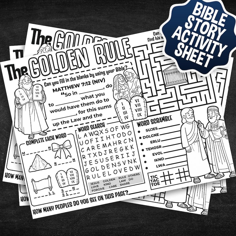 Golden Rule Craft Printable, Bible Activity Page for Kids, Sunday ...