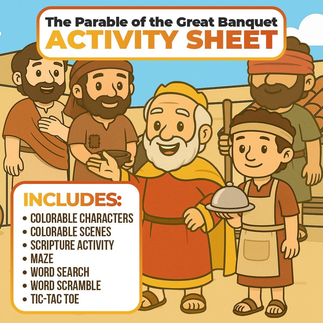 Great Banquet Parable Activity Sheet – Instant Download, Great Craft ...