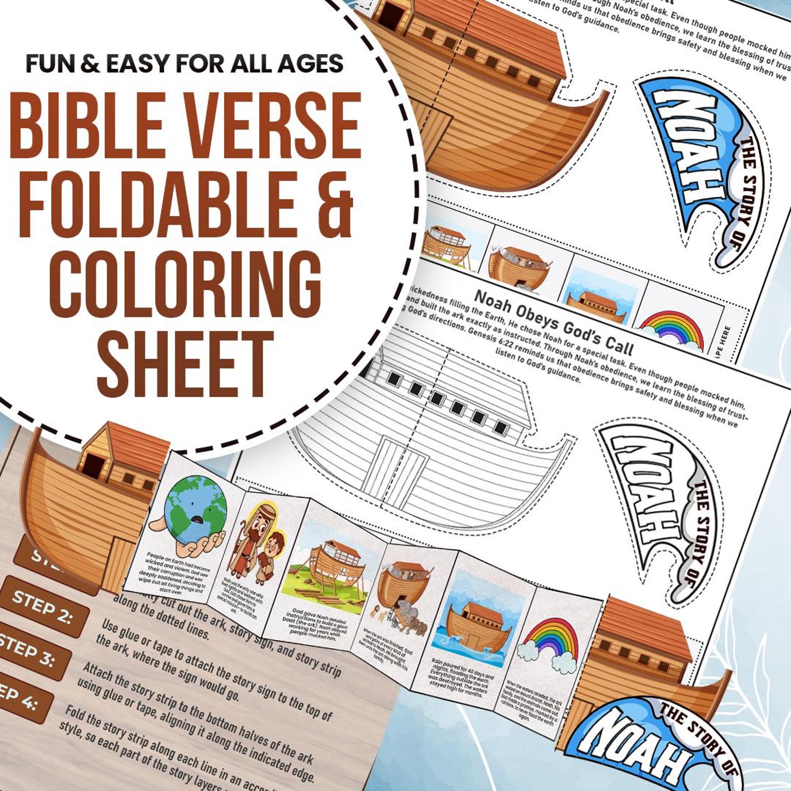 Instant Download Printable Noah's Ark Foldable Craft Activity, Great ...