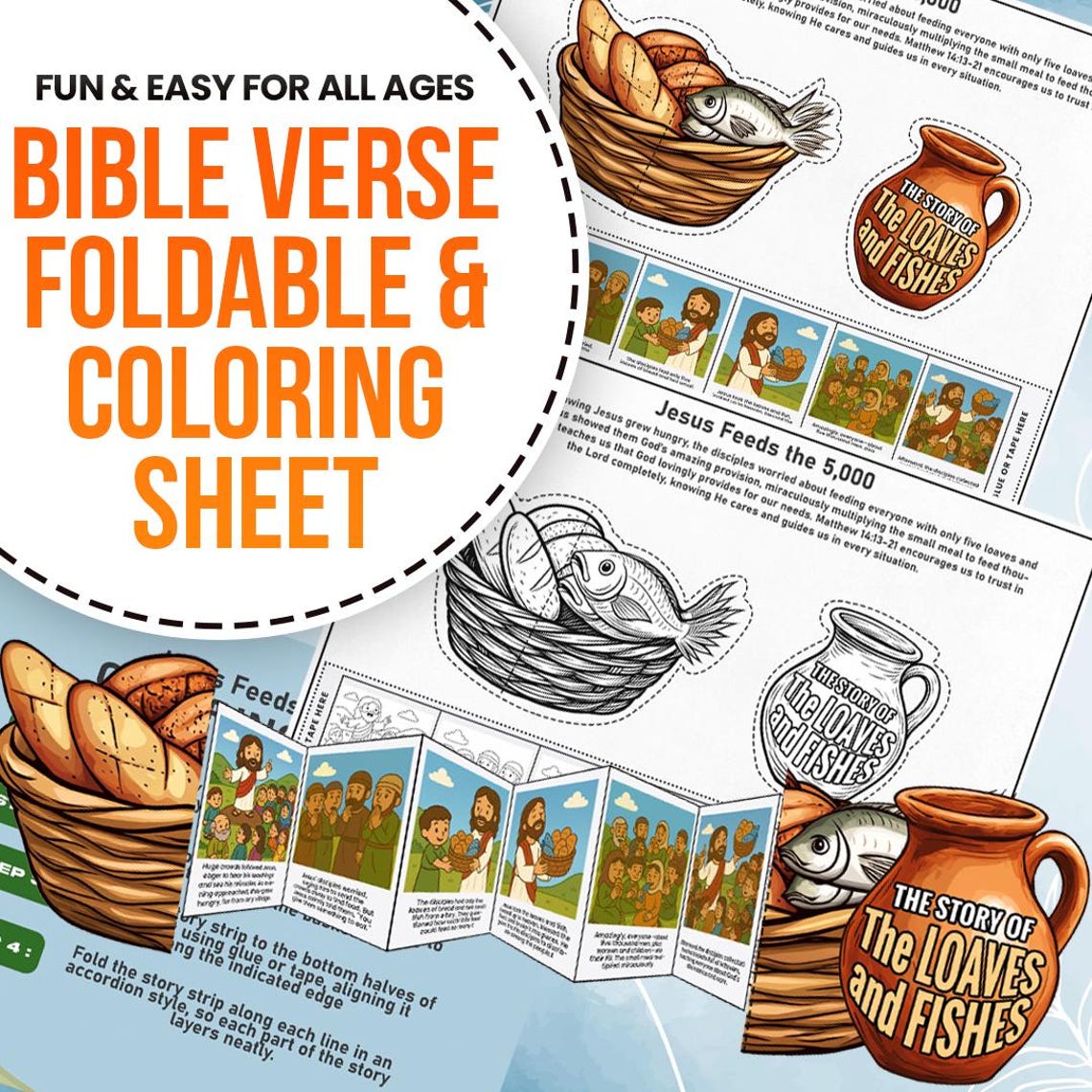 Instant Download Jesus Feeds the 5000/loaves and Fishes Foldable Craft ...