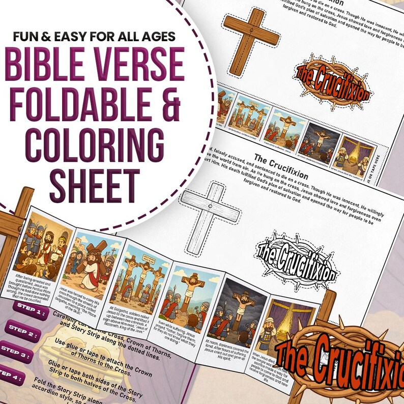 Crucifixion Craft Printable, Jesus on the Cross Bible Story Activity ...