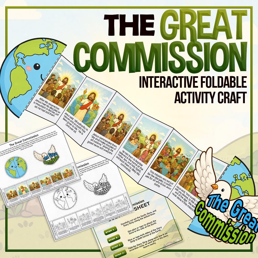 Great Commission Craft Printable, Bible Story Activity for Kids, Sunday ...