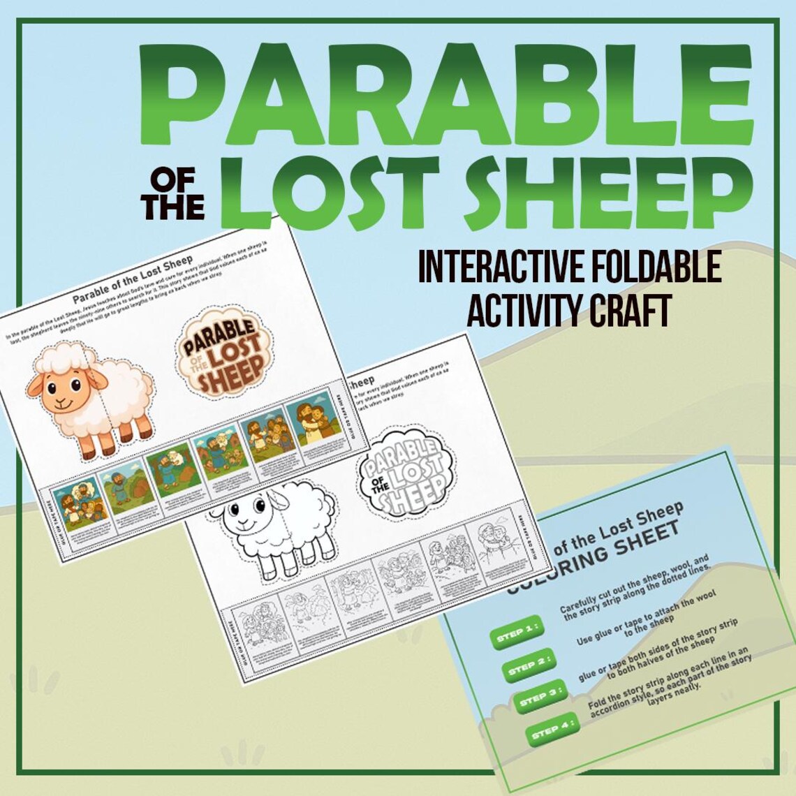 Instant Download Parable of the Lost Sheep Foldable Craft Activity ...