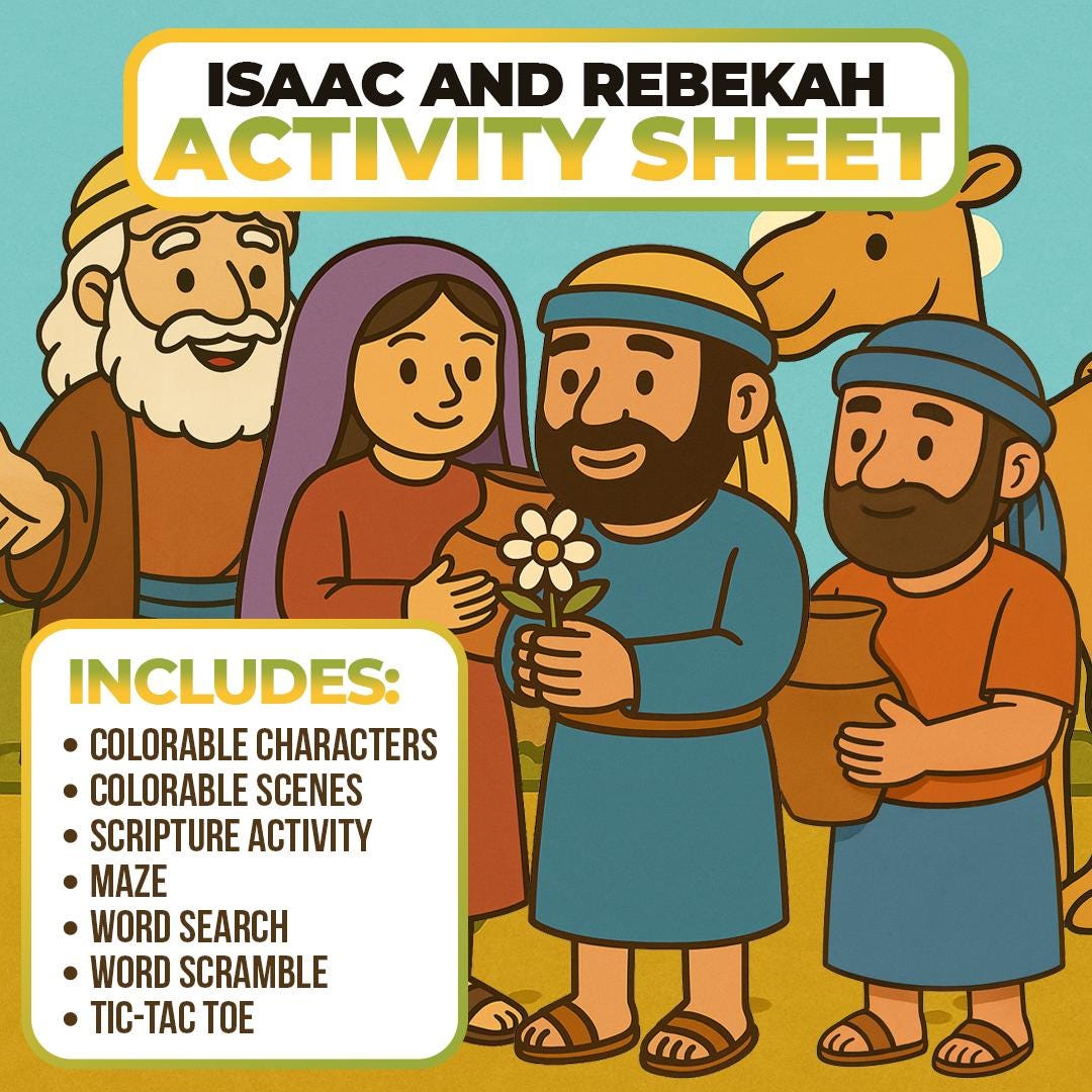 Isaac and Rebekah Activity Sheet – Instant Download, Great Craft for ...