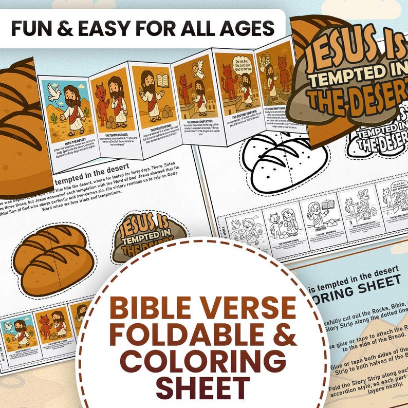 Jesus Tempted in the Desert Craft Instant Download, Great for Christian ...