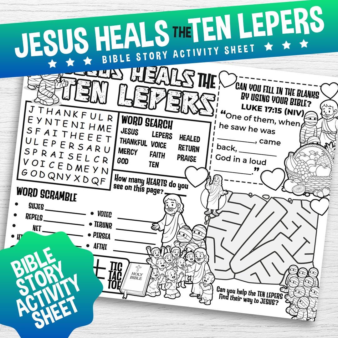 Jesus Heals the Ten Lepers Activity Sheet – Instant Download, Great ...