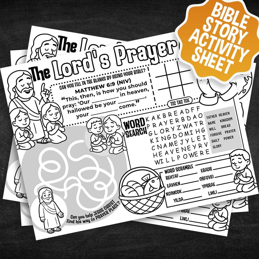 Lord’s Prayer Craft Printable, Bible Activity Page for Kids, Sunday ...