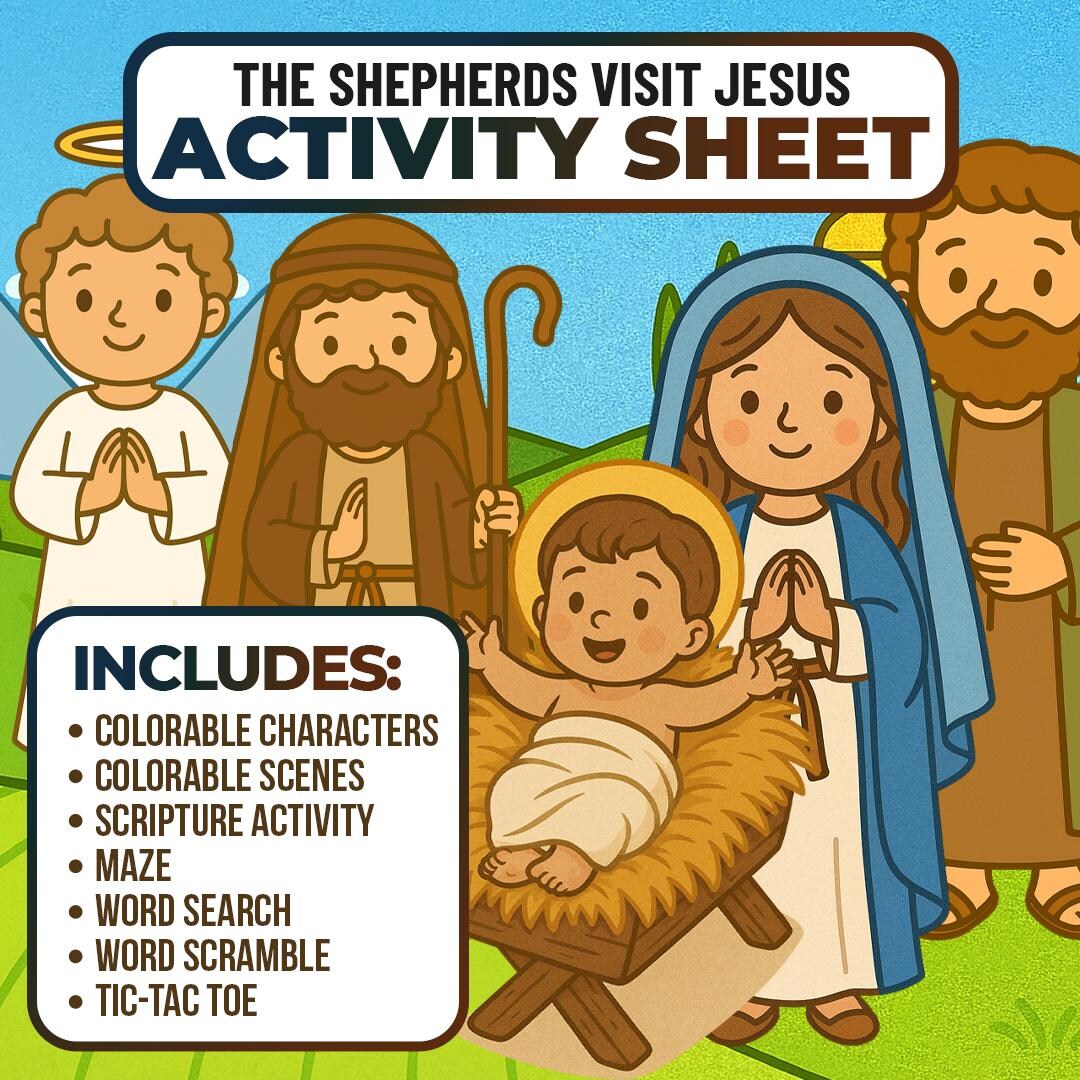 Shepherds Visit Jesus Activity Sheet – Instant Download, Great Craft ...