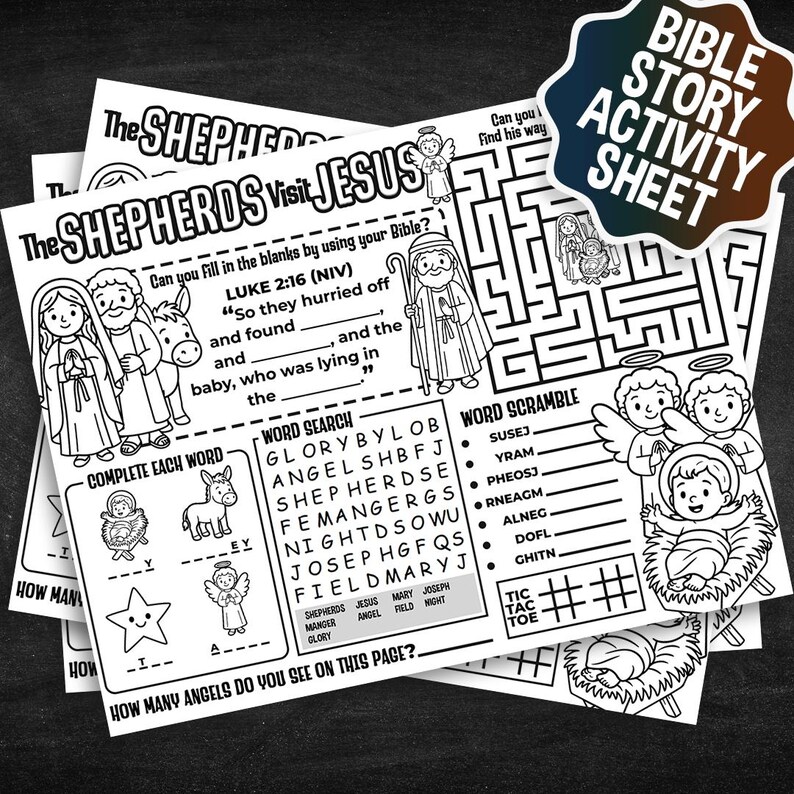 Shepherds Visit Jesus Activity Sheet – Instant Download, Great Craft ...