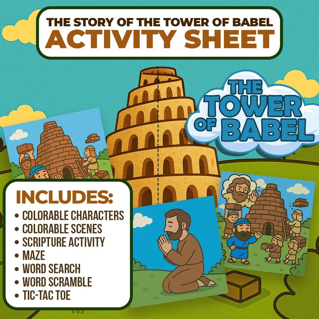 Tower of Babel Activity Sheet – Instant Download, Great Craft for ...