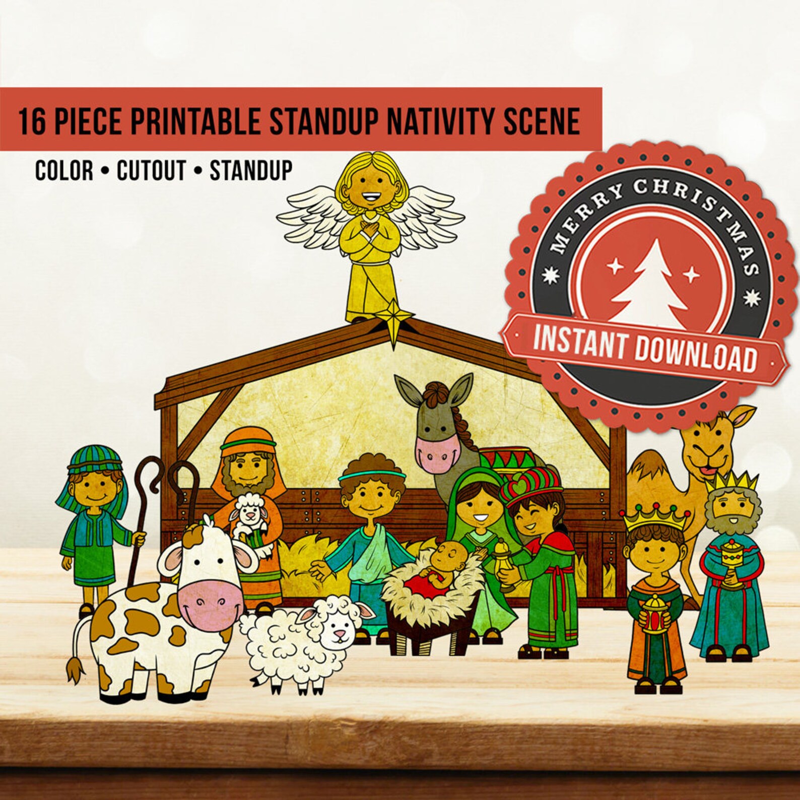 Nativity Scene Printable Nativity Cutout DIY Printable Cutout Standup Nativity Scene