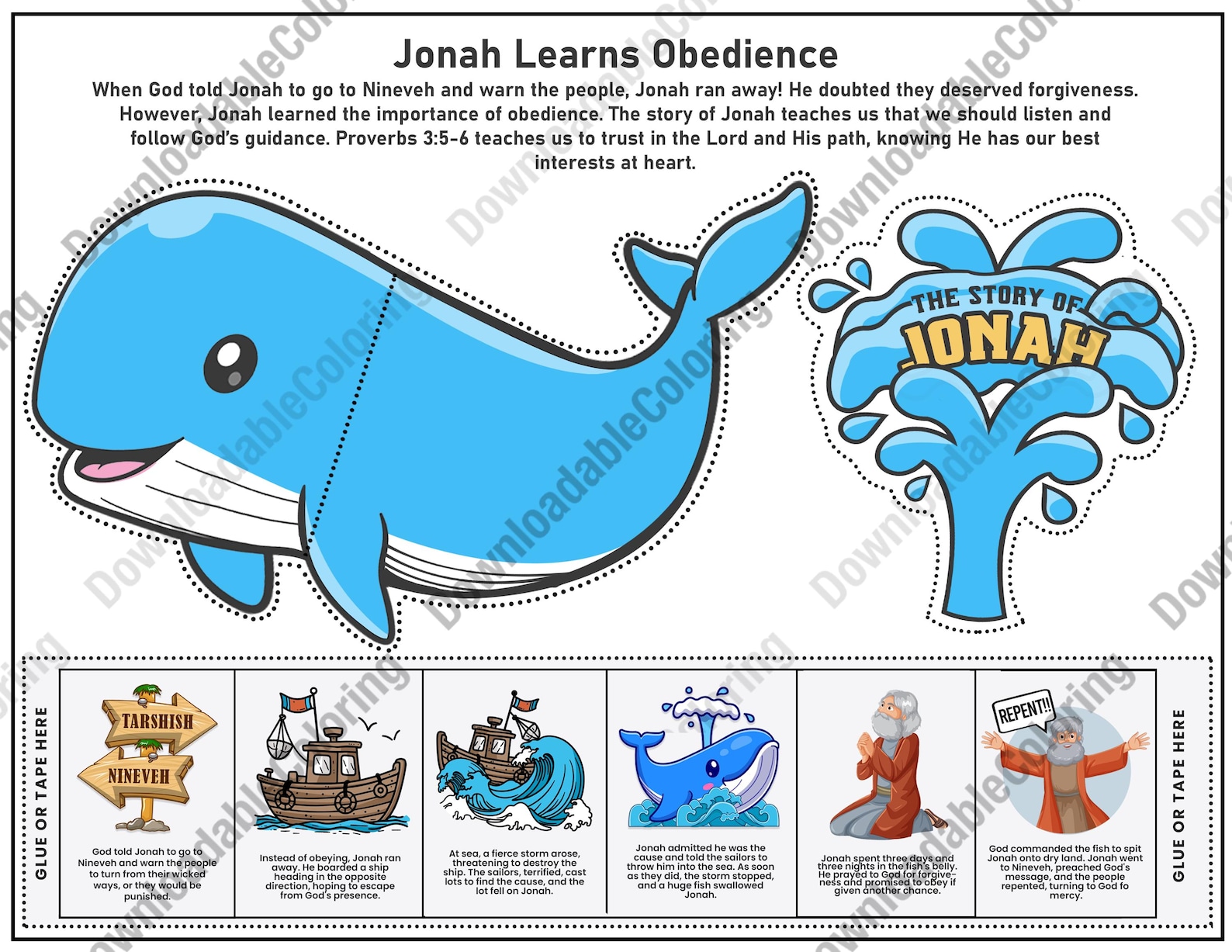 Jonah and the Whale Craft Kit Instant Download, Great for Christian ...