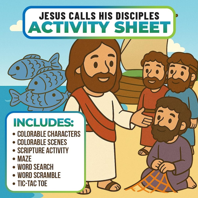 Jesus Calls His Disciples Activity Sheet – Instant Download, Great ...
