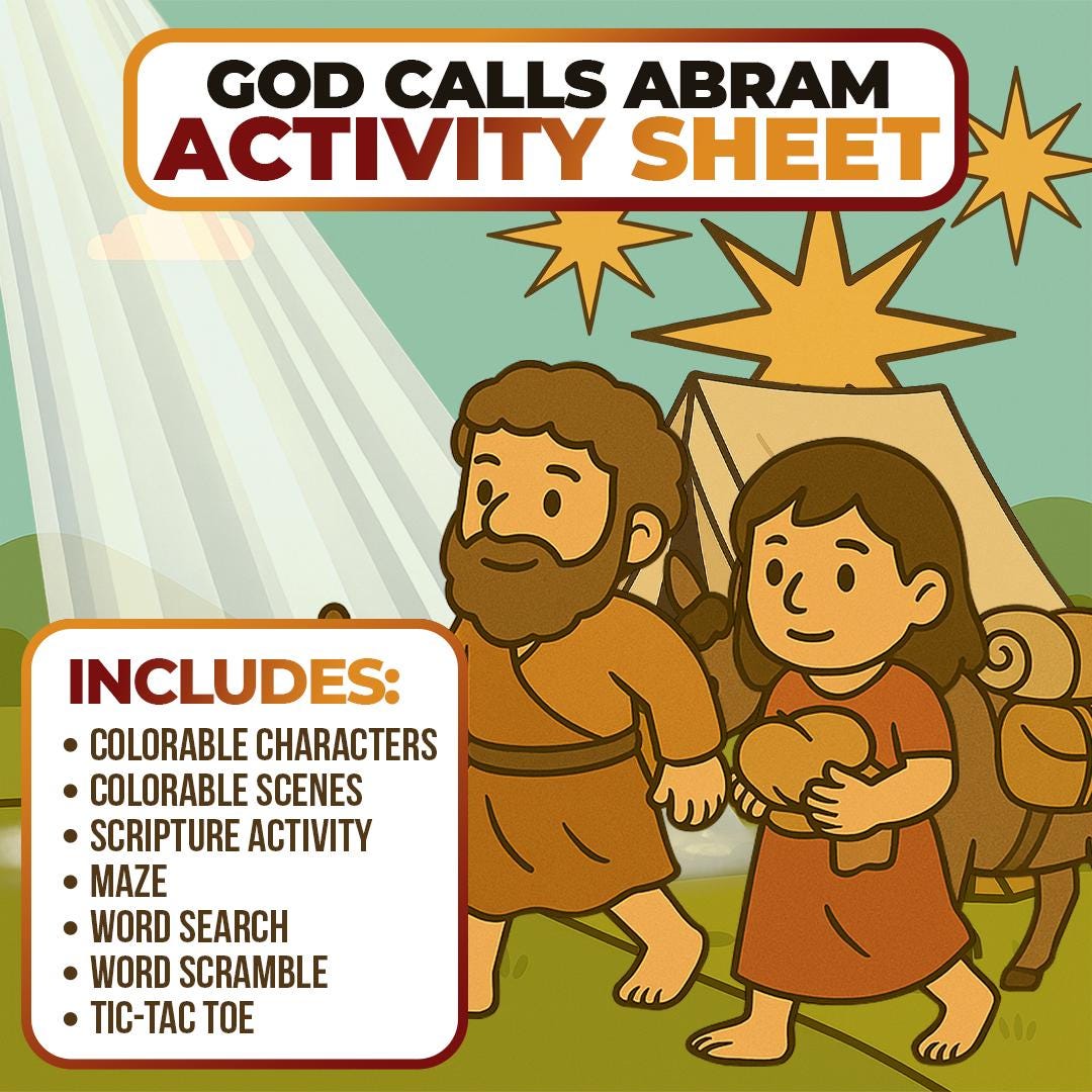 God Calls Abram Activity Sheet – Instant Download, Great Craft for ...
