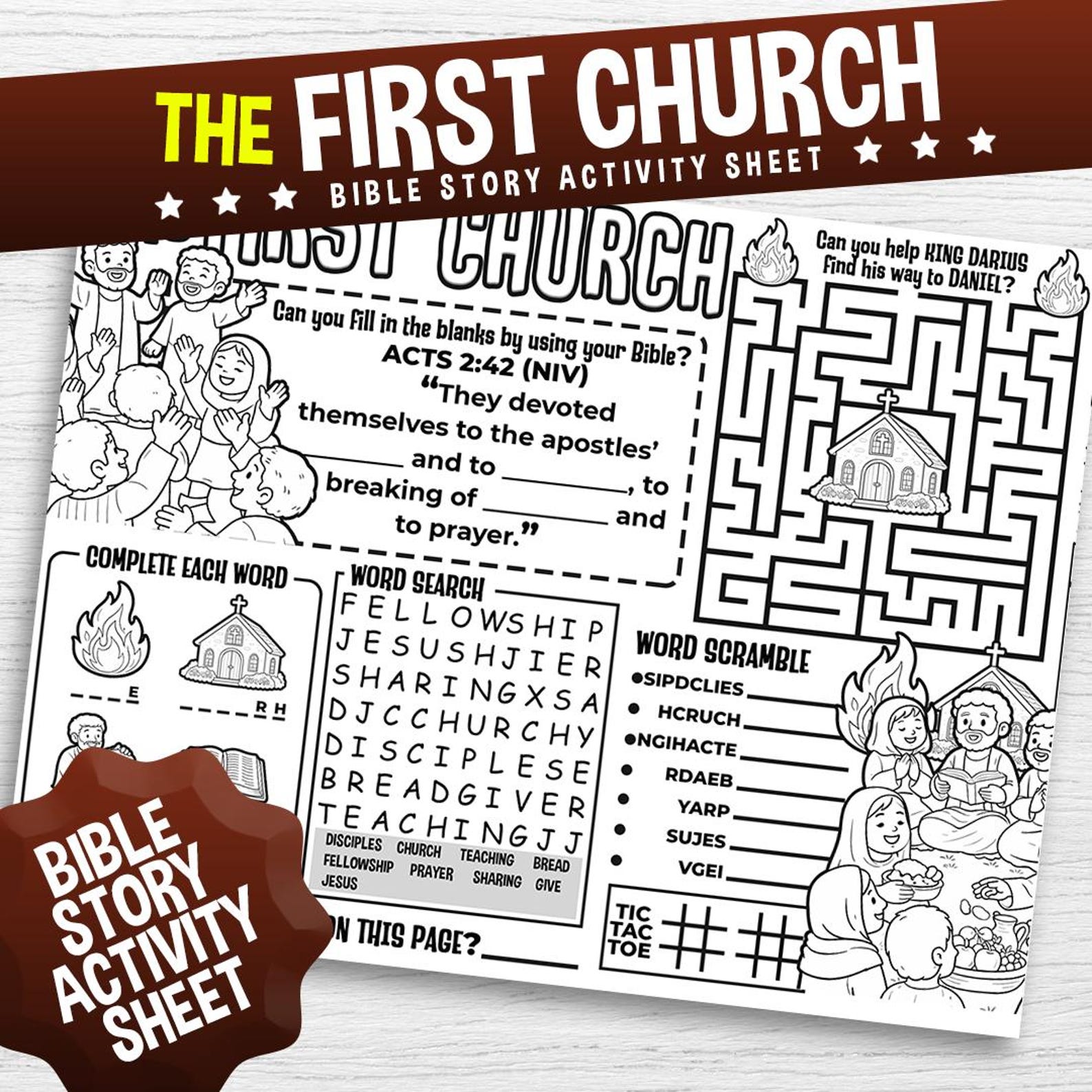 Early Church Craft Printable, Bible Activity Page for Kids, Sunday ...