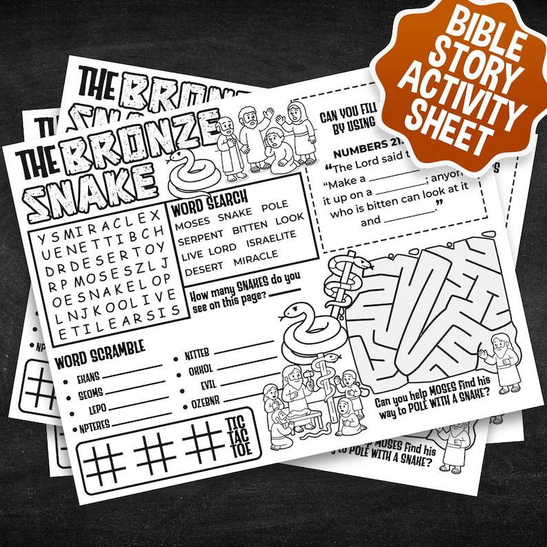 The Bronze Snake Activity Sheet – Instant Download, Great Craft for ...