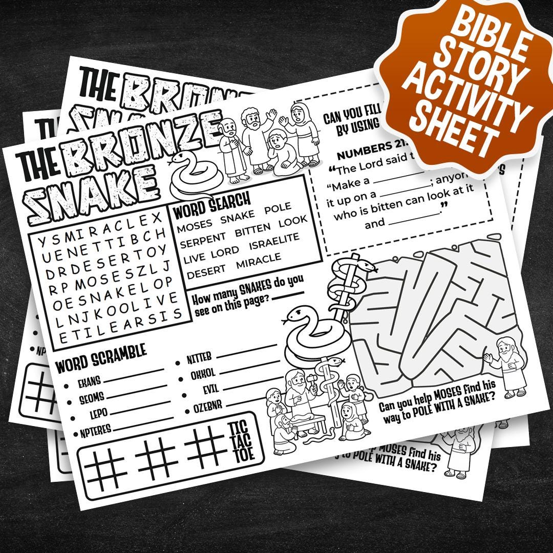 The Bronze Snake Activity Sheet – Instant Download, Great Craft for ...