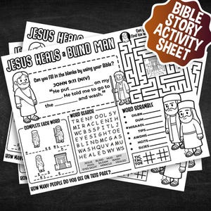 Jesus Heals a Blind Man Activity Sheet – Instant Download, Great Craft ...