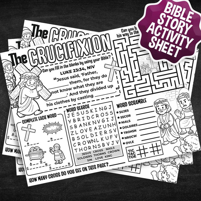 Crucifixion of Jesus Craft Printable, Bible Story Activity Page, Sunday ...
