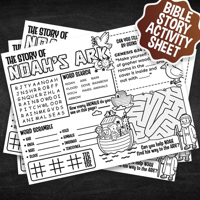 Noah's Ark Bible Activity Sheet – Instant Download, Great Craft for ...
