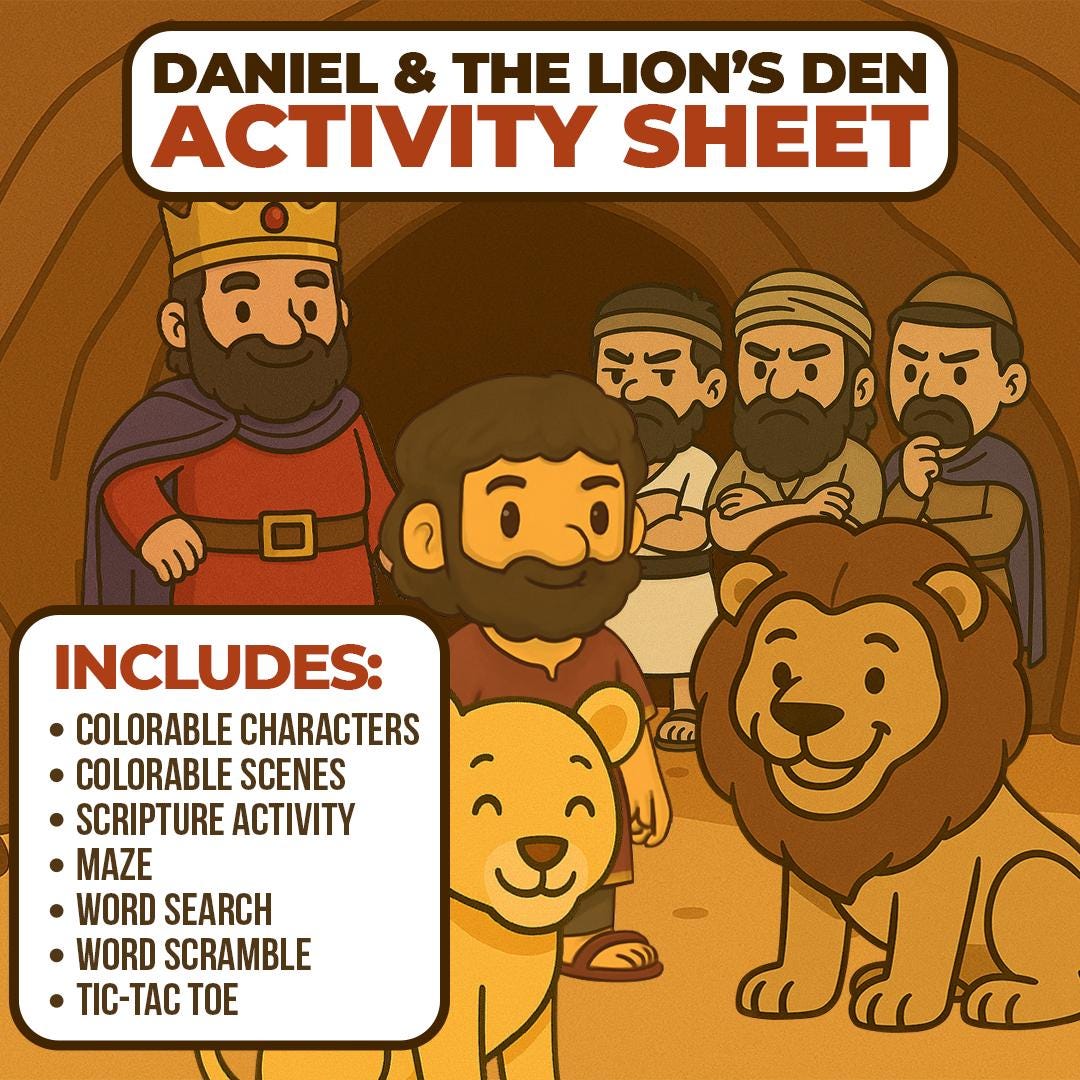 Daniel and the Lions Den Activity Sheet – Instant Download, Great Craft ...