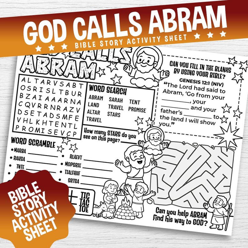 God Calls Abram Activity Sheet – Instant Download, Great Craft for ...