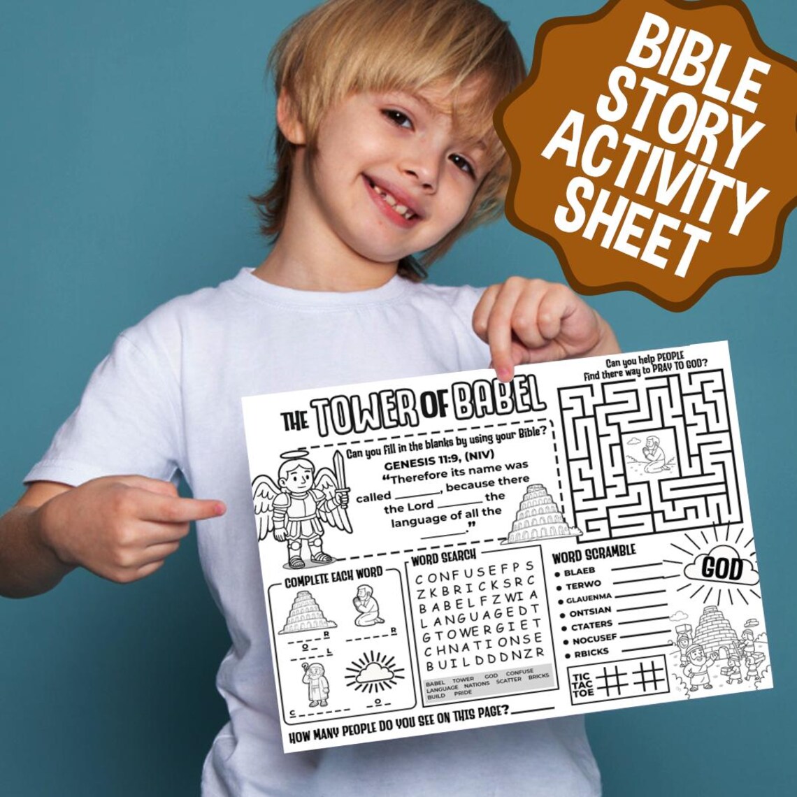 Tower of Babel Activity Sheet – Instant Download, Great Craft for ...